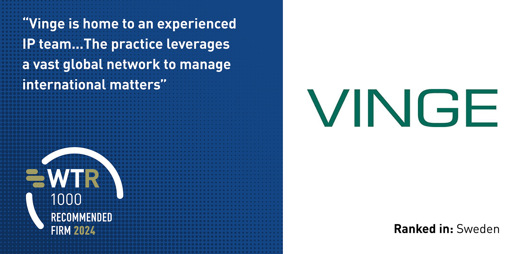 Vinge top ranked by WTR 1000